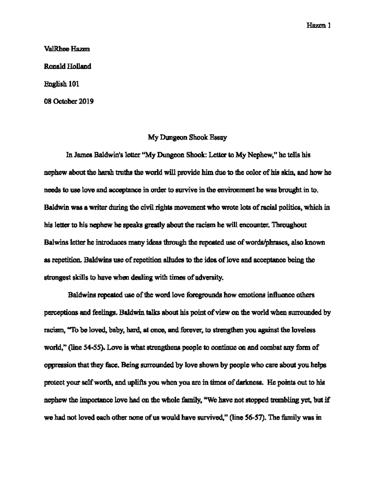 My dungeon Shook Essay - ENGL 101 - Studocu