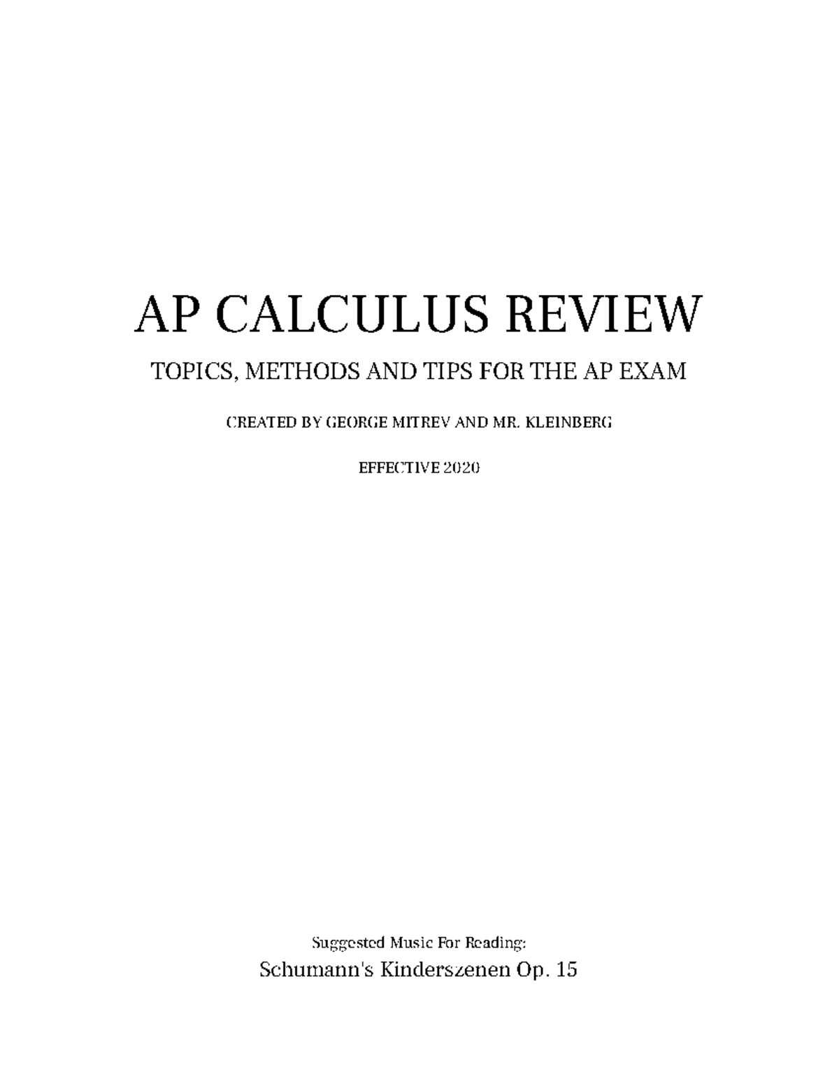 The Real BC Calculus Review 2020 - AP CALCULUS REVIEW TOPICS, METHODS ...