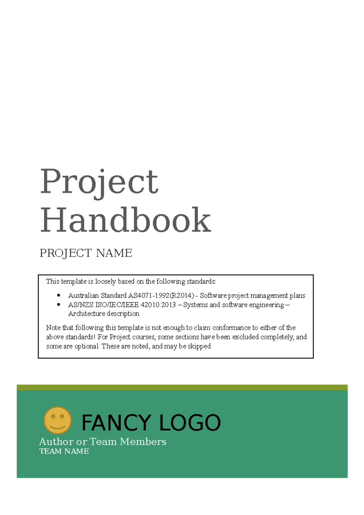 Project Handbook Template updated 2020 -sem2 - Author or Team Members ...