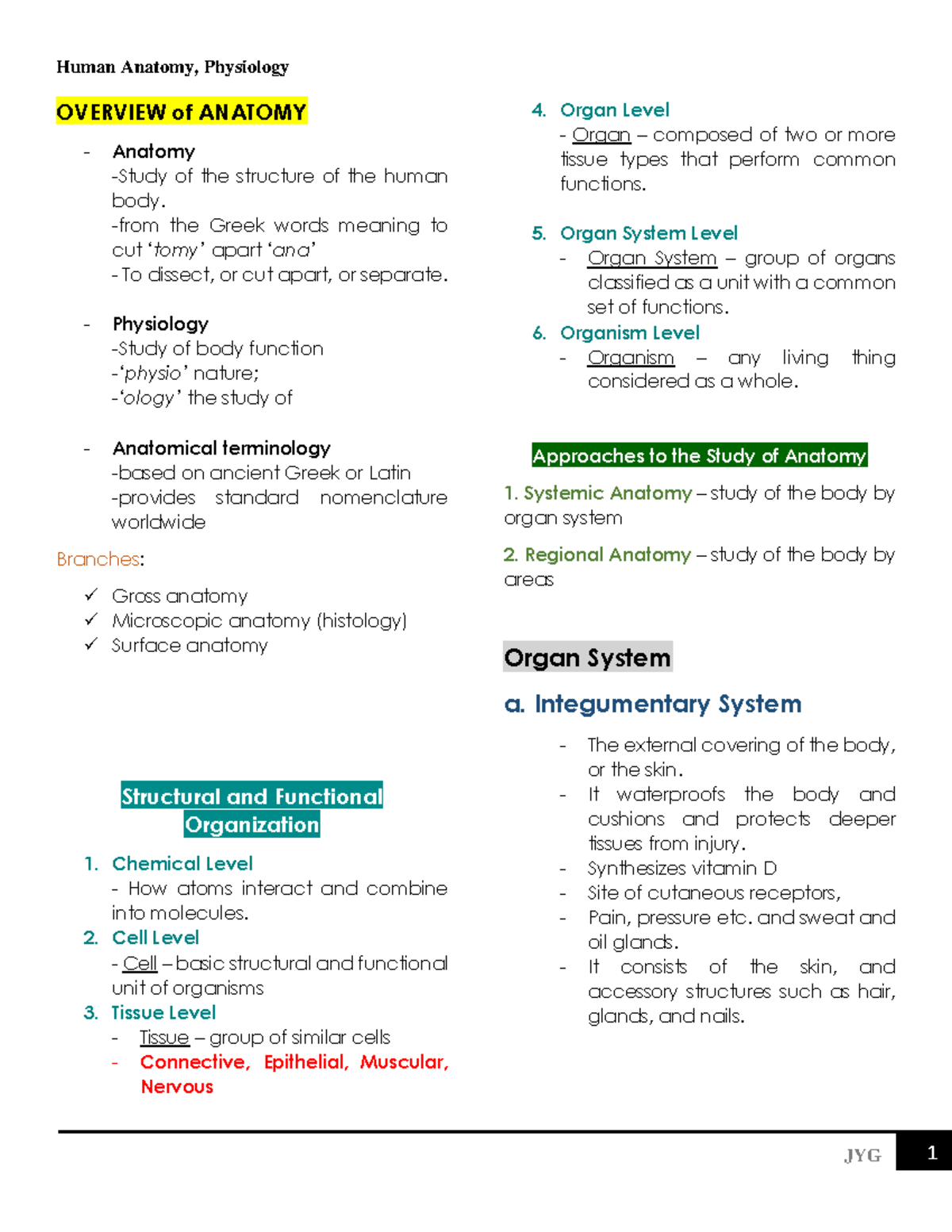 JUNY Reviewer Intro Anatomy Prelims - OVERVIEW of ANATOMY Anatomy ...