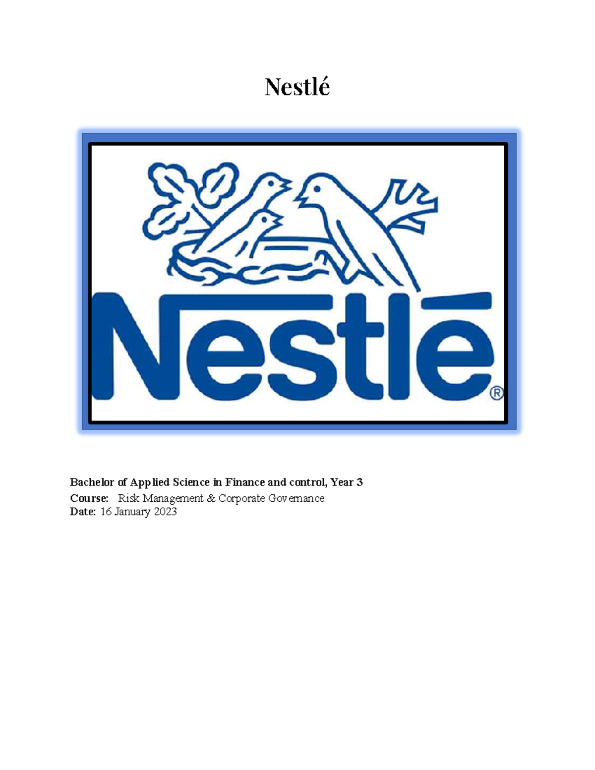 FC Corporate Governance NestleReport - Nestlé Bachelor of Applied ...