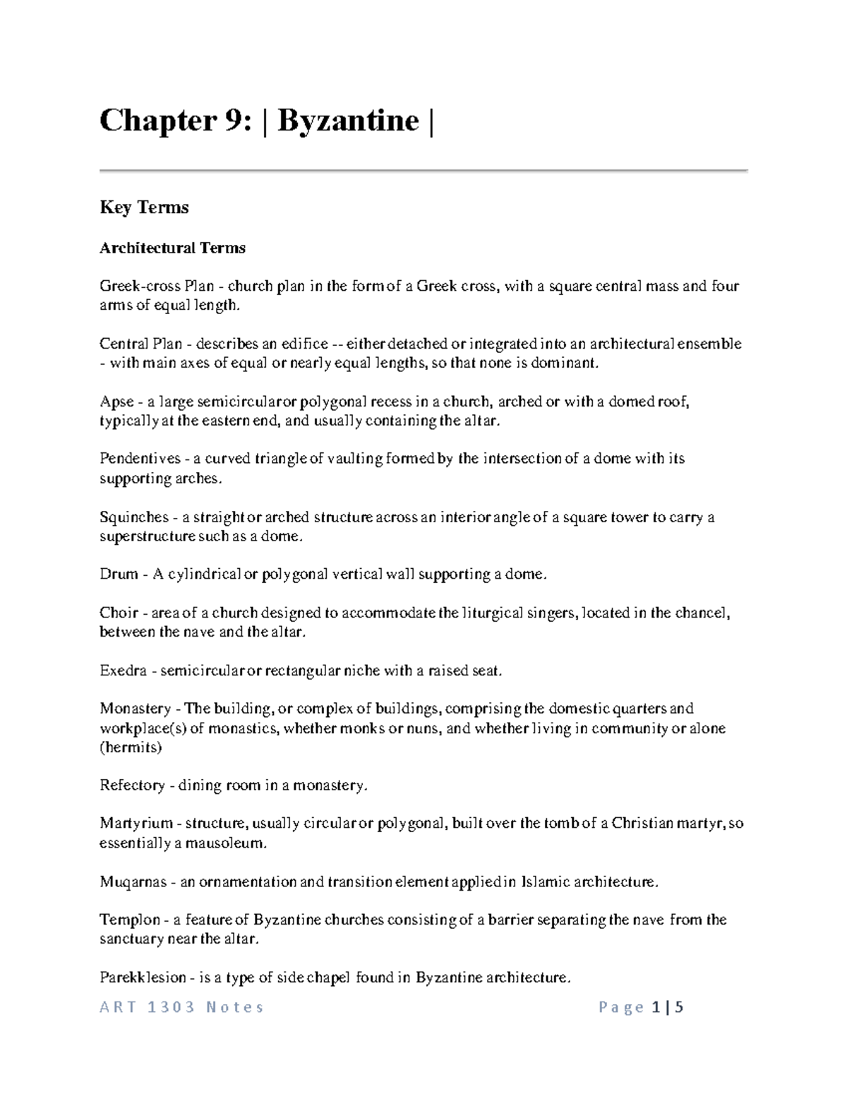 ART-1303 Notes (Byzantine) - Chapter 9: | Byzantine | Key Terms ...