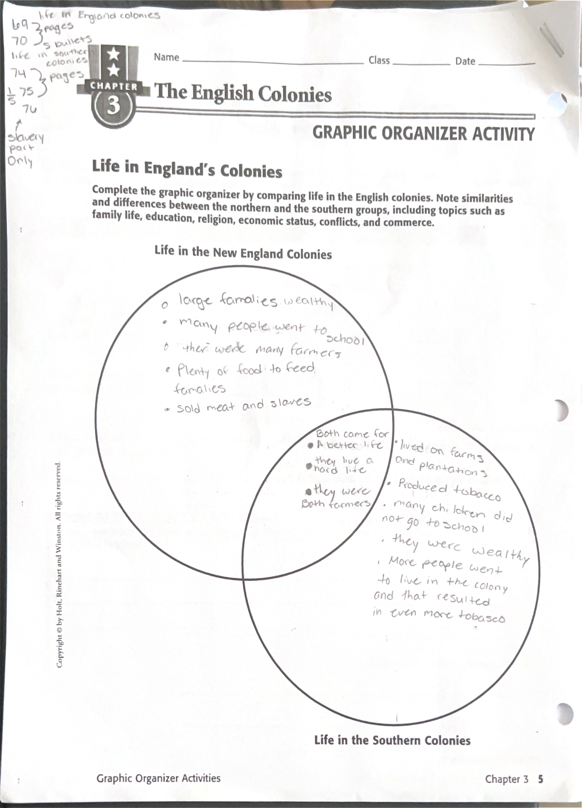 The English Colonies Worksheet