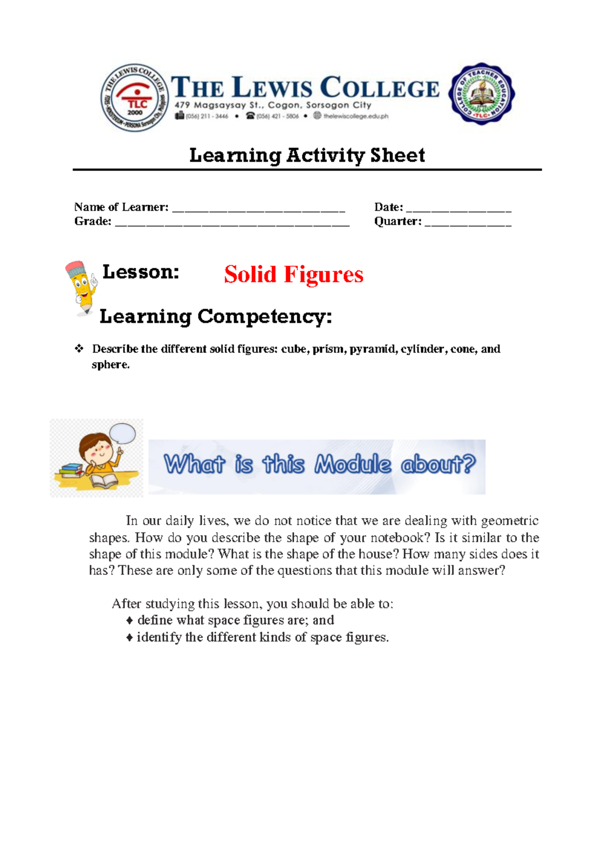 Learning-Activity-Sheet - Learning Activity Sheet ####### Name of ...