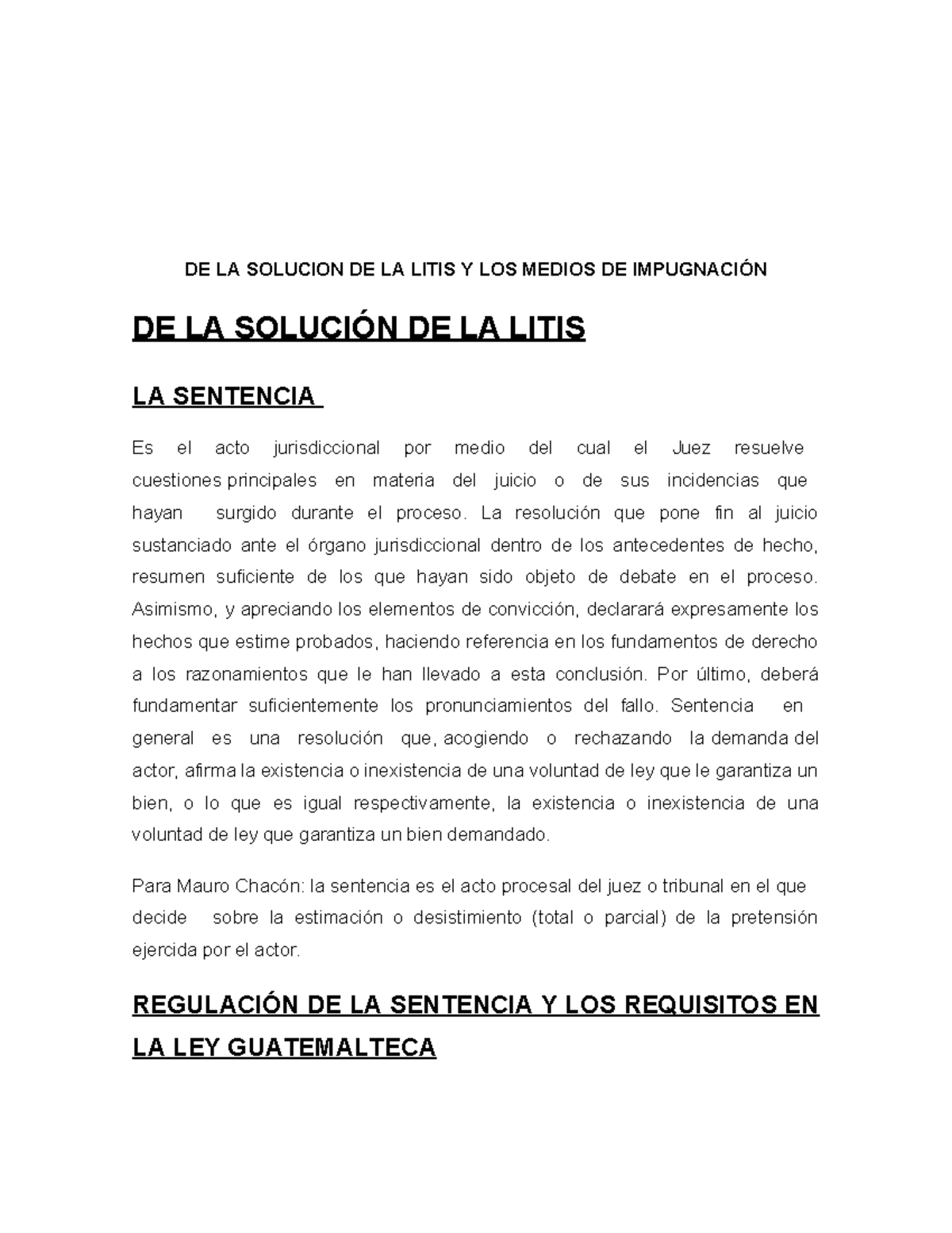 Solucion de la Litis y los medios de impugnacion - DE LA SOLUCION DE LA ...
