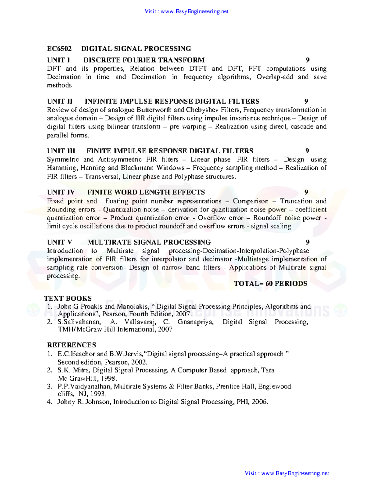 EC6502 Principles of Digital Signal Processing 1- By Easy Engineering - EC6502 DIGITAL SIGNAL ...