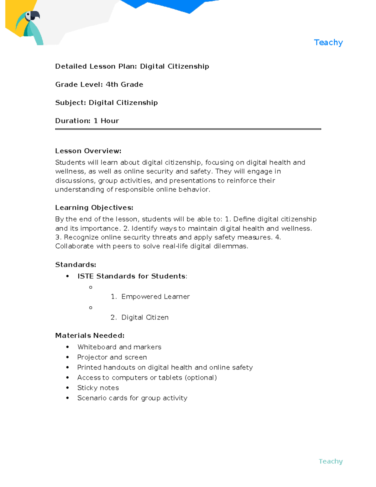 Electives - 8 30 2024 - fgh - Teachy Detailed Lesson Plan: Digital ...