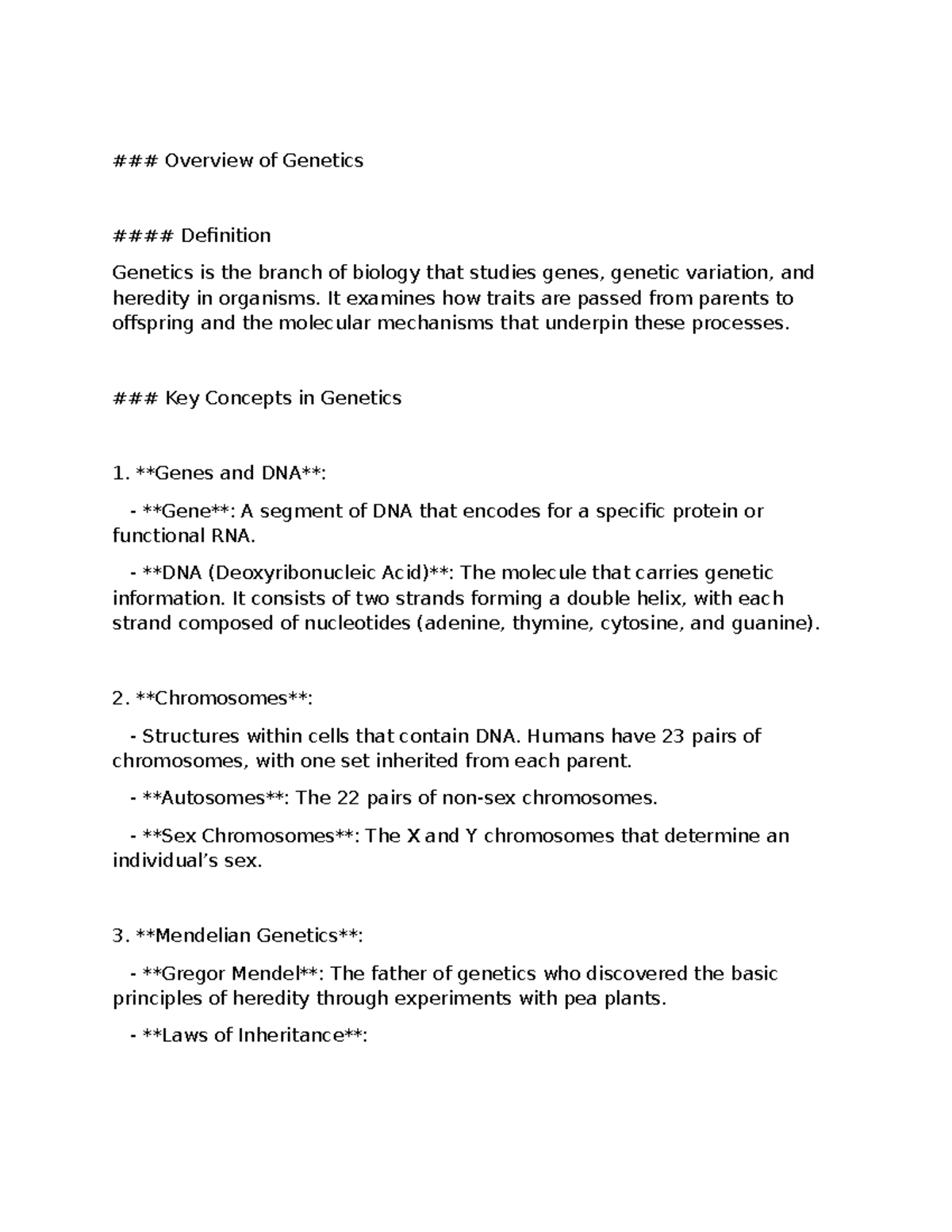 Reviewer About Genetics 4 - Overview of Genetics Definition Genetics is ...