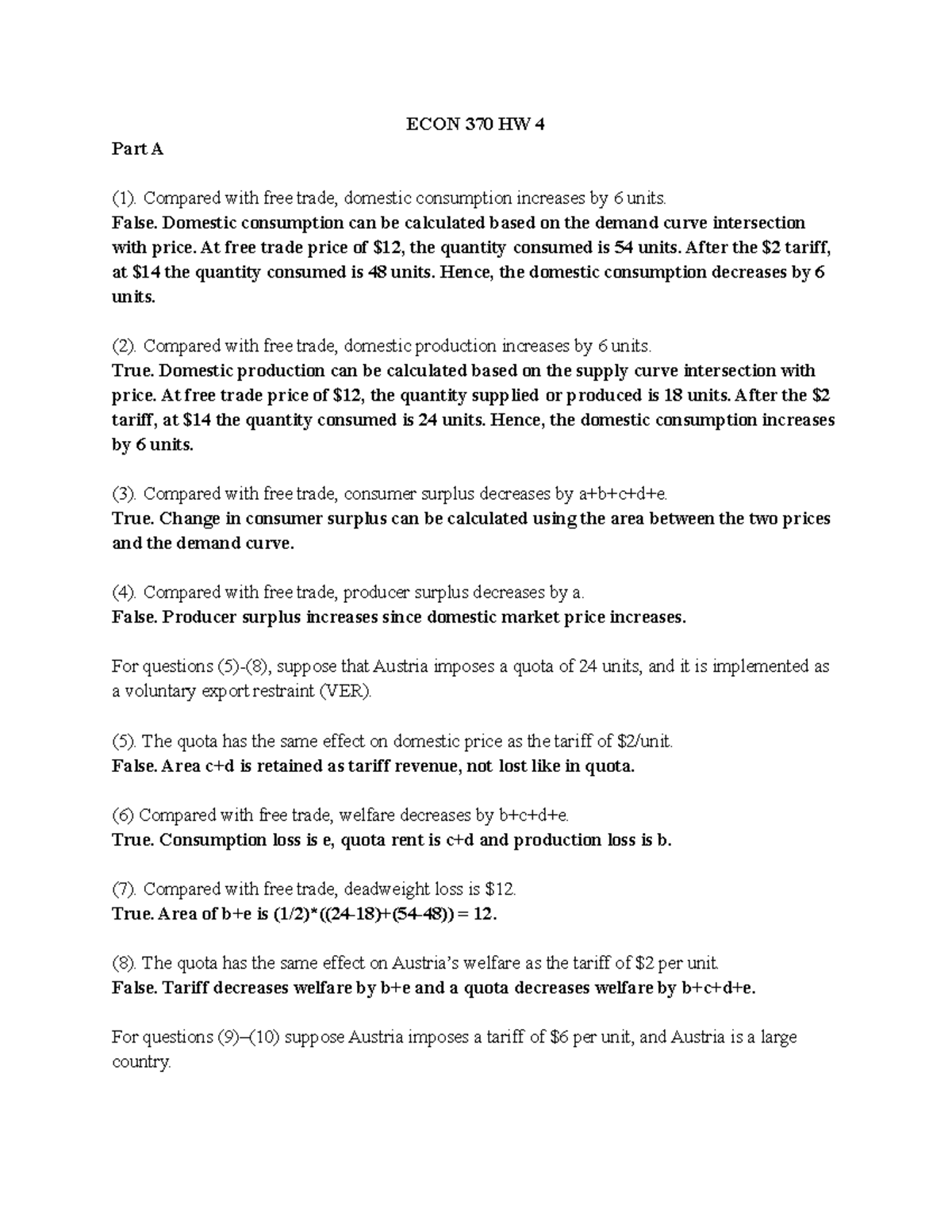 ECON 370 HW 4 - ECON 370 HW4 - ECON 370 HW 4 Part A (1). Compared with ...