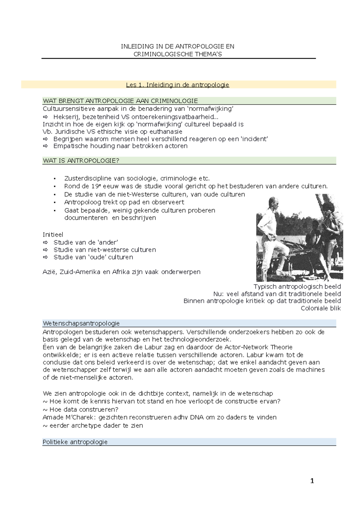 Antropologie En Criminologische Themas Inleiding In De Antropologie