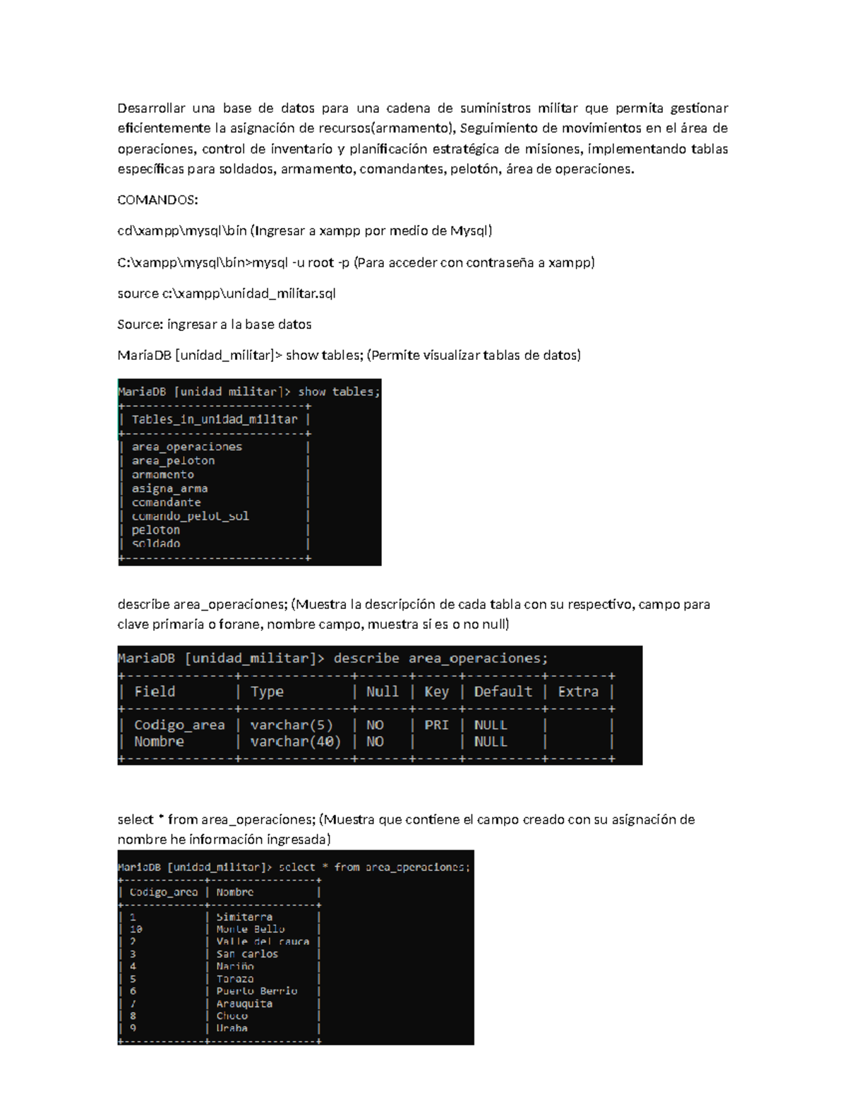 Comandos - sdEAF - Desarrollar una base de datos para una cadena de ...