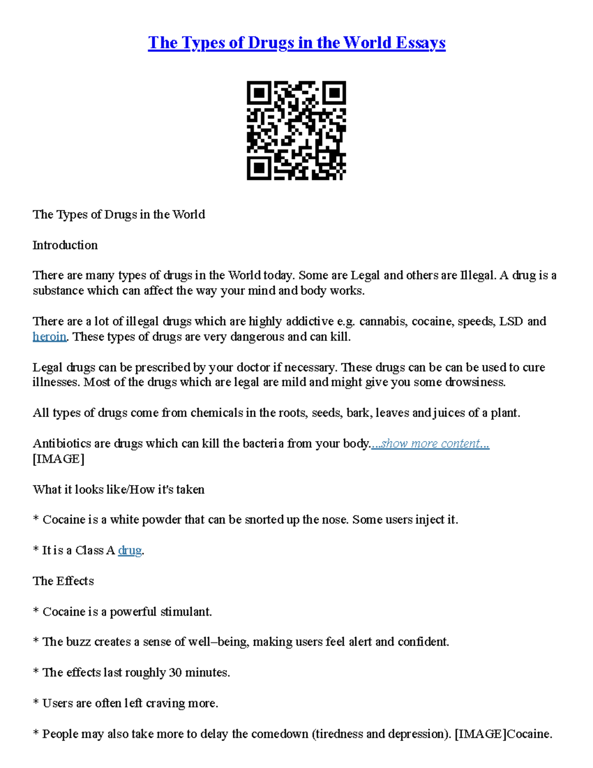 Different Topics For Essays - The Types of Drugs in the World Essays ...