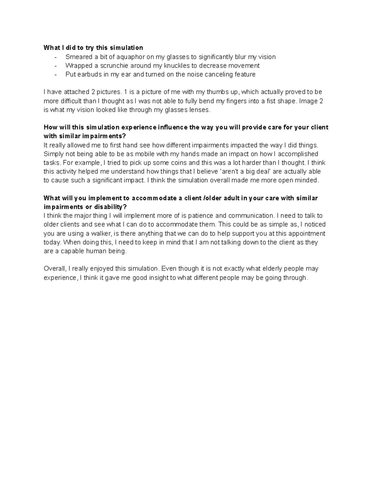 Simulation Reflection - What I did to try this simulation - Smeared a ...