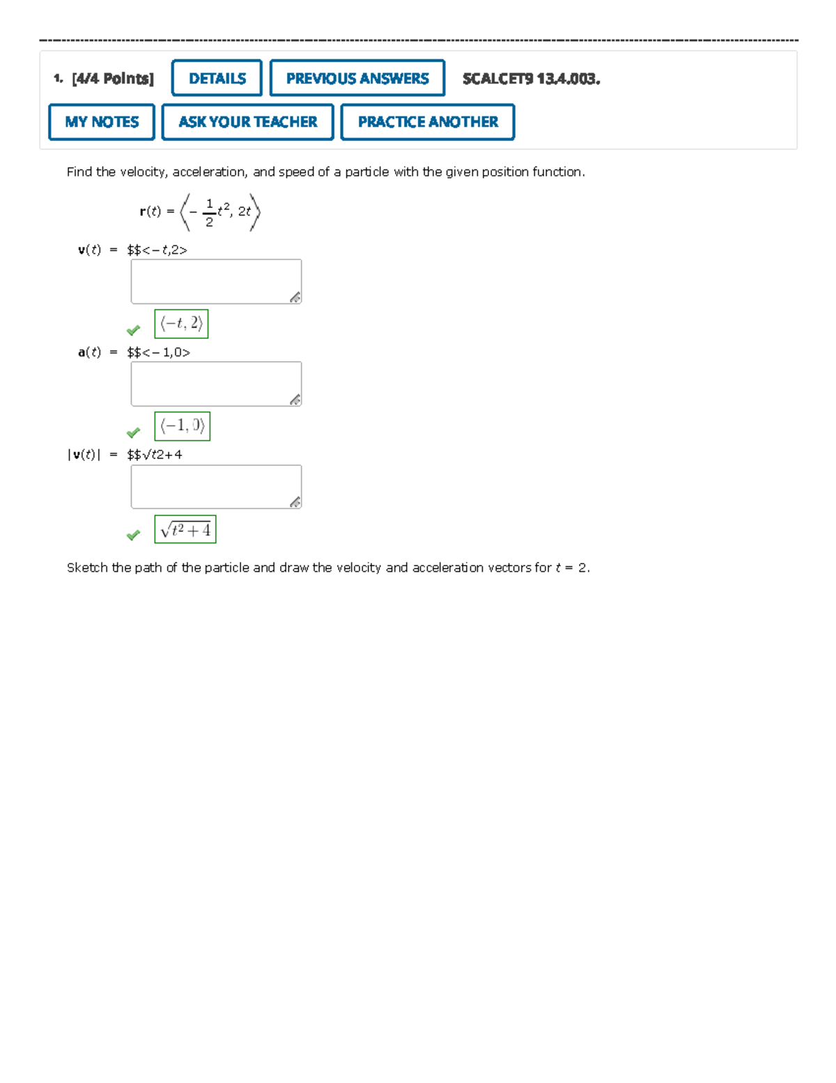 Homework 13.4 Kinematics - MAT 241 - Calculus III, section 22929 ...