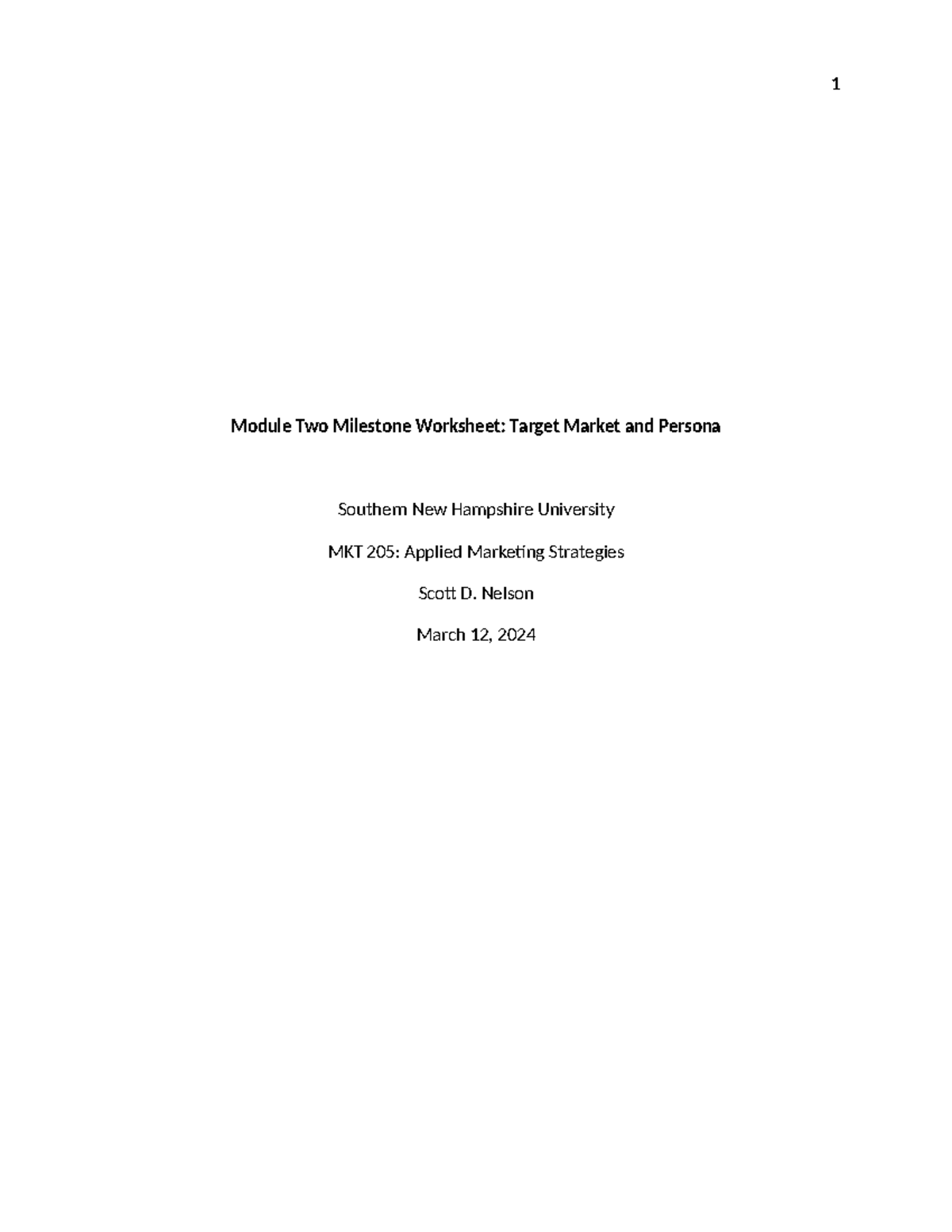 2 MKT205 Module Two Milestone - Module Two Milestone Worksheet: Target ...