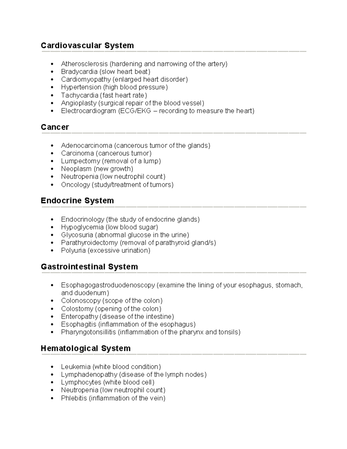 Medical Terms - Cardiovascular System Atherosclerosis (hardening and ...
