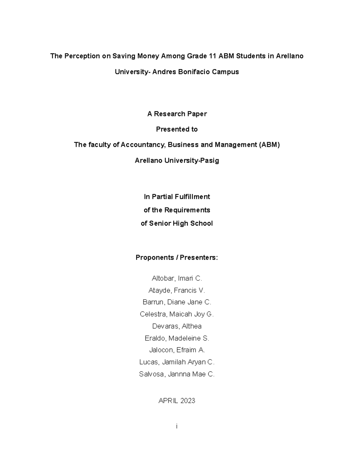 A Research Paper - A Research Paper Presented to The faculty of ...