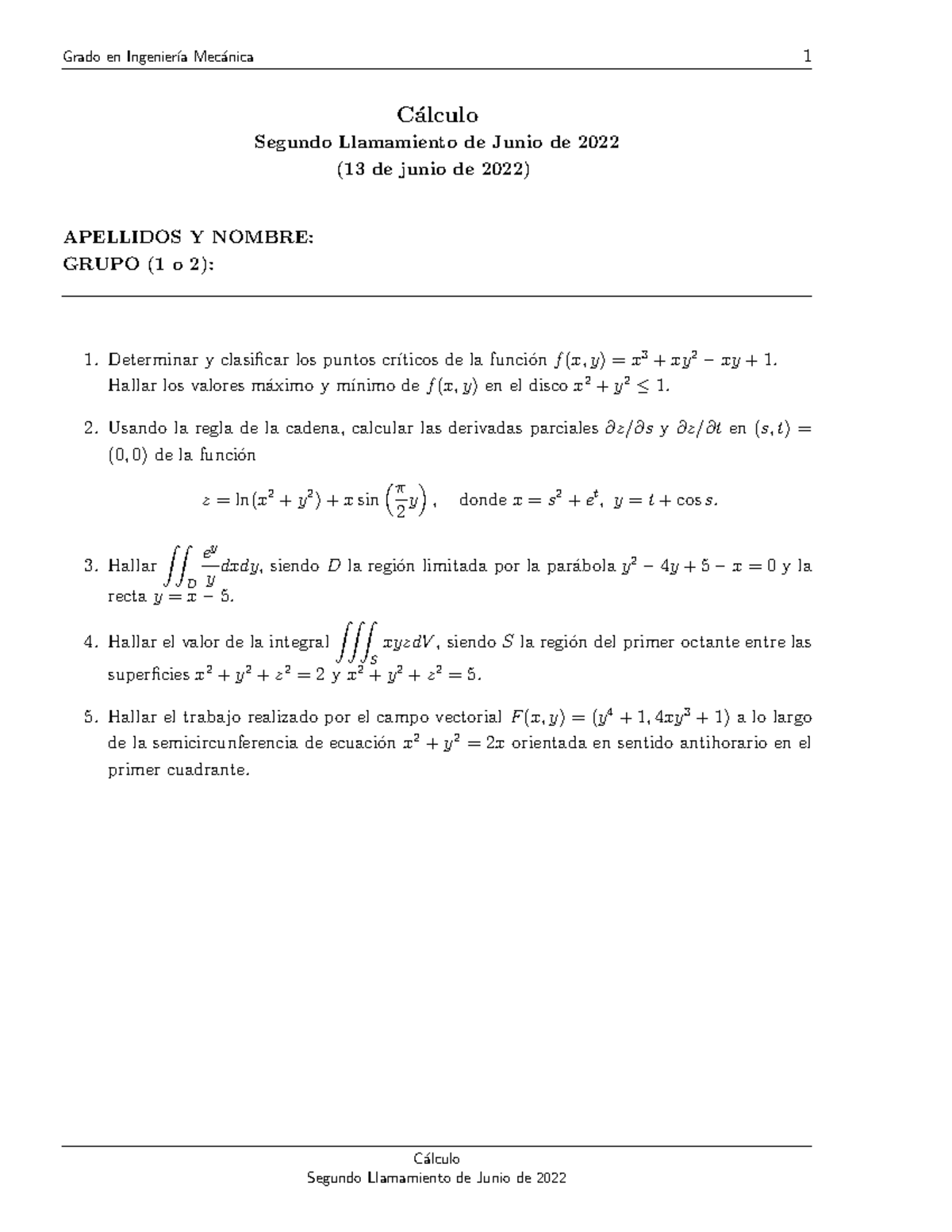 Ex cal mec jun2C2122 - Examen de la convocatoria de junio de cálculo ...