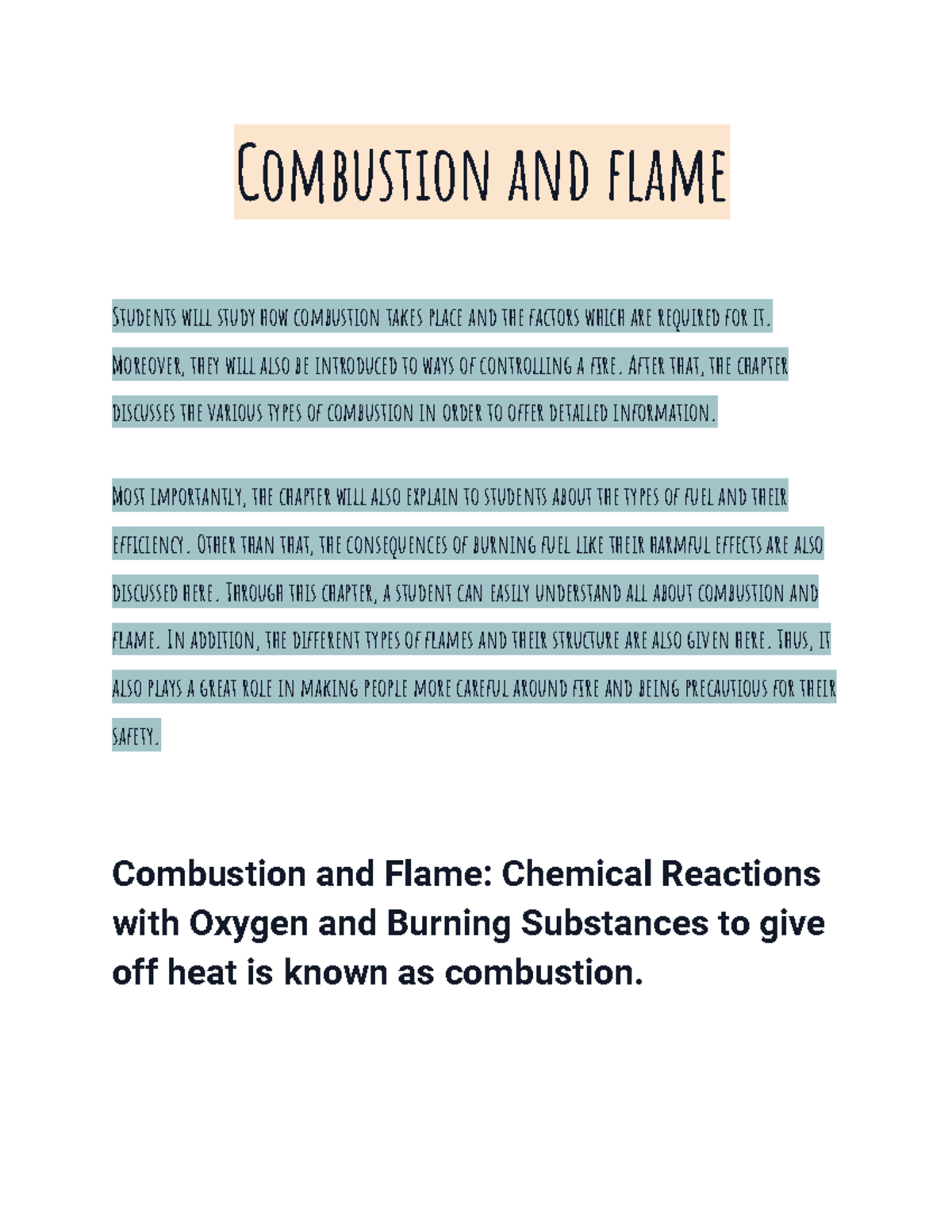 a guide to class 8 Combustion and flame - Combustion and flame Students will study how ...