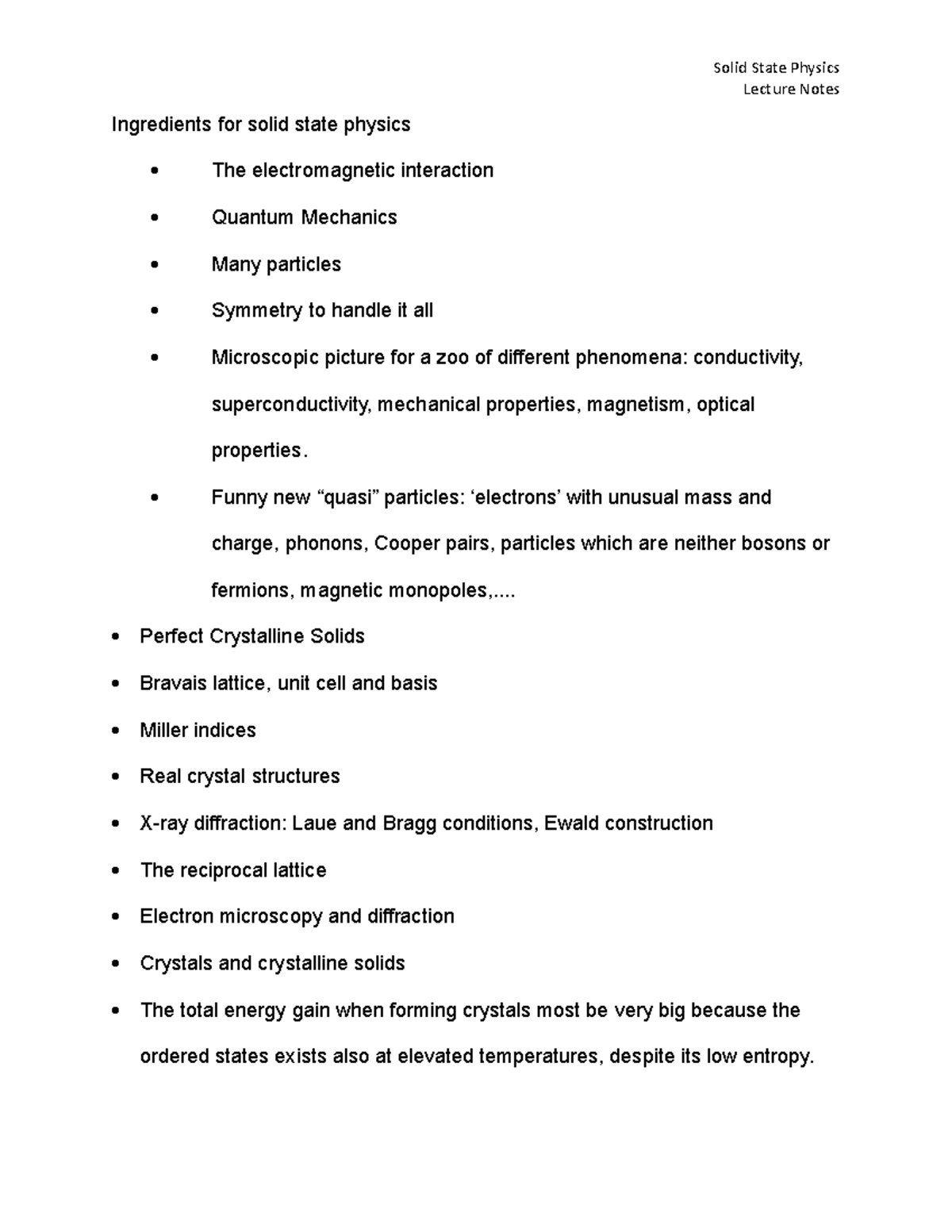 2021 Solid State Physics Lecture Notes Introduction 1A - Ingredients ...