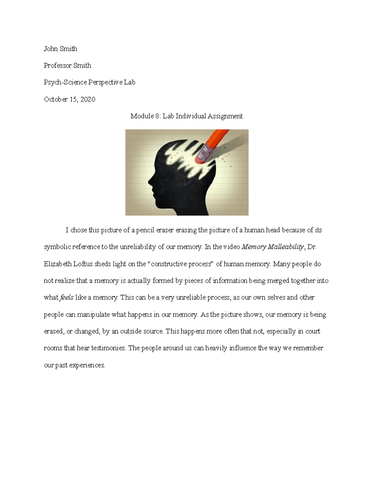 Module 8: Lab Individual Assignment - John Smith Professor Smith Psych ...