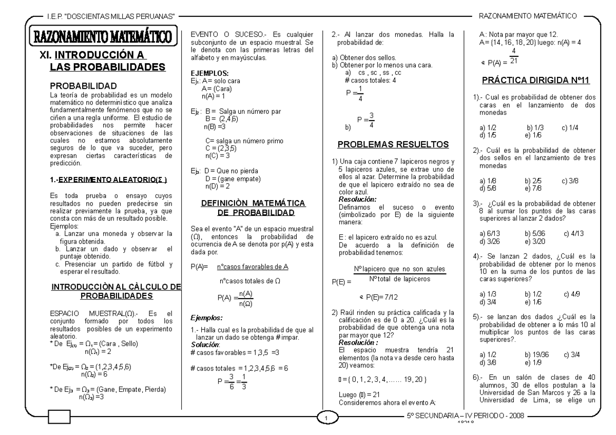 Ctrmat 5ºS IVSR - APUNTES DE MATEMATICA - XI. INTRODUCCIÓN A LAS ...