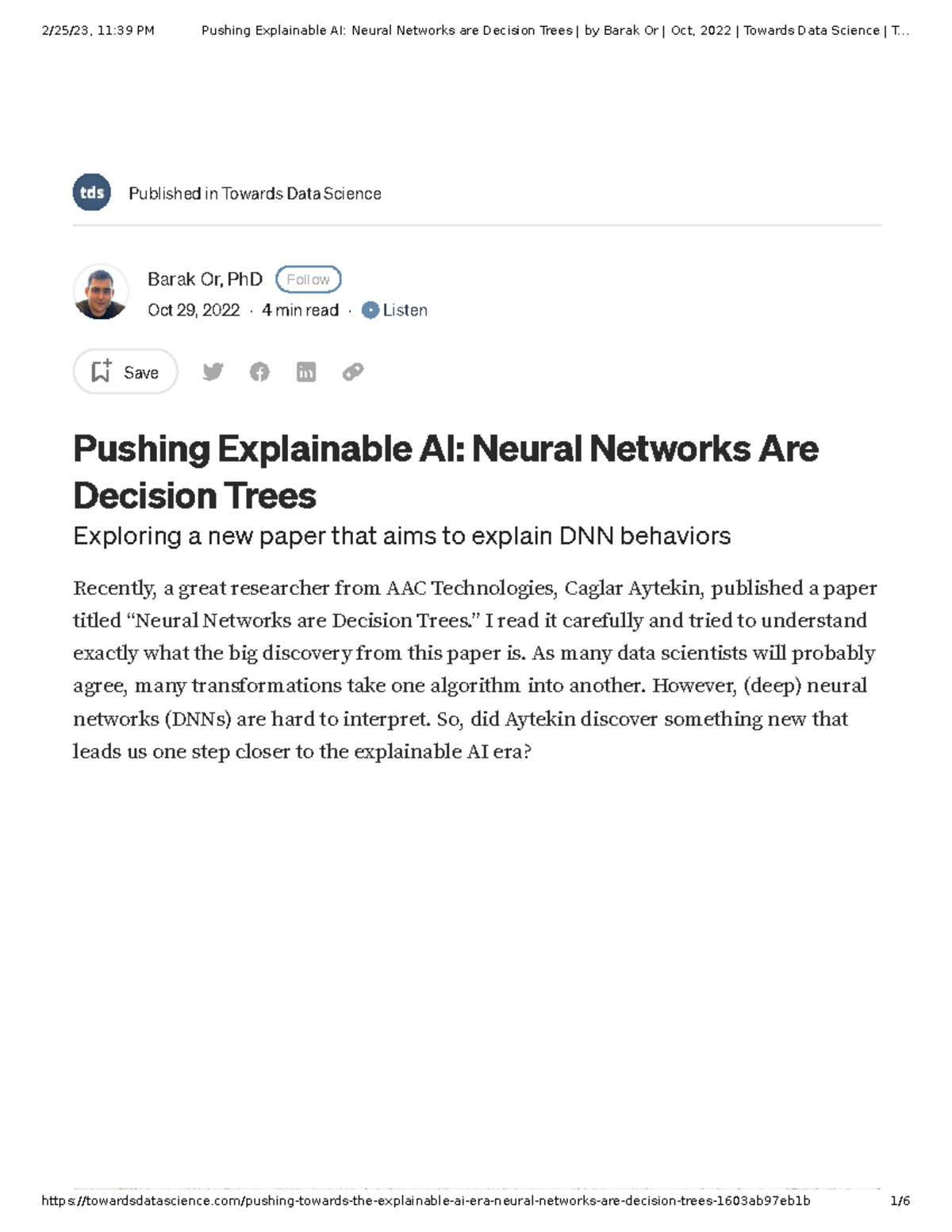 Pushing Explainable AI Neural Networks are Decision Trees by Barak Or Oct, 2022 Towards Data ...