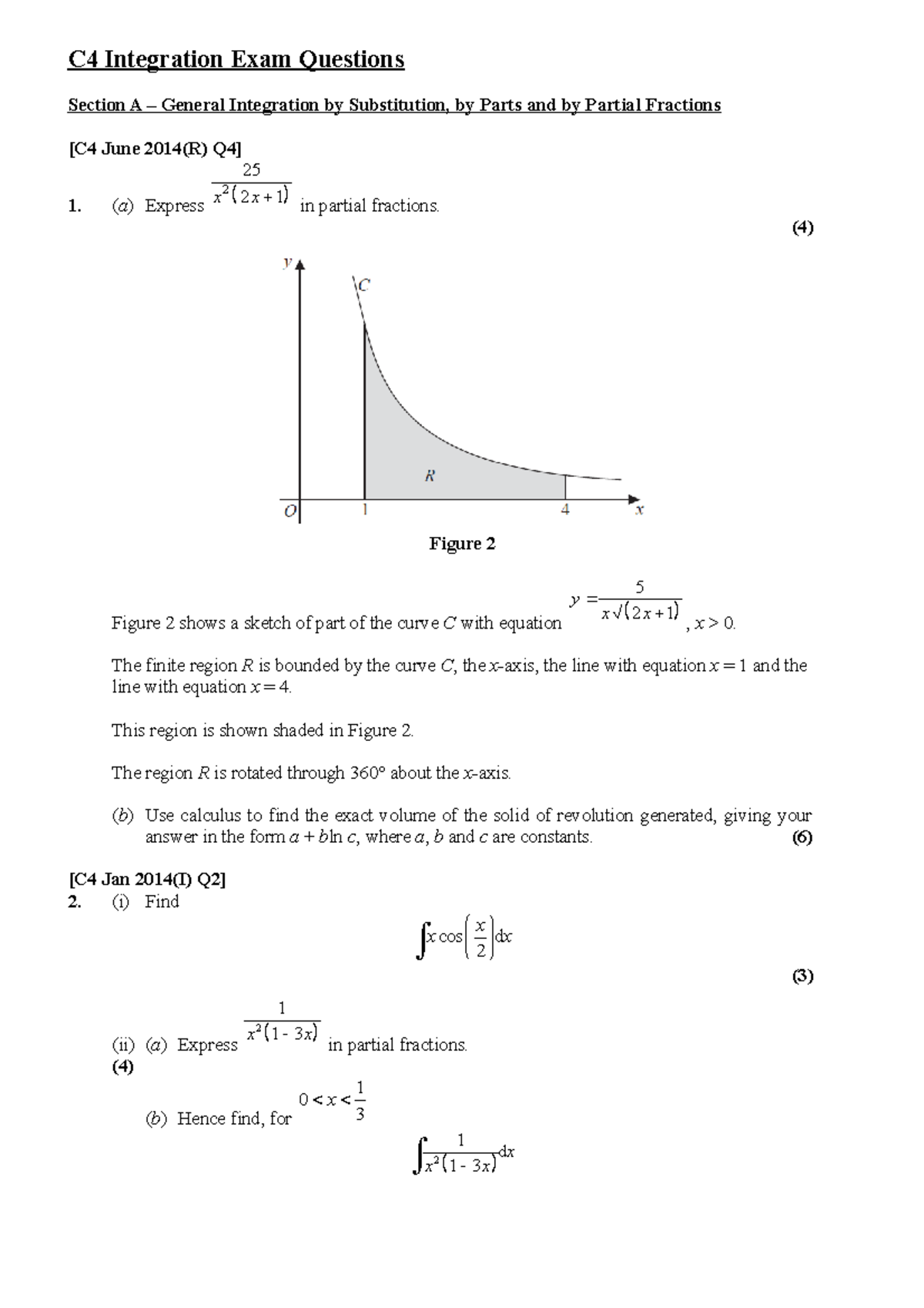 C4 Exam Questions Chp6 Integration 1 General - C4 Integration Exam ...
