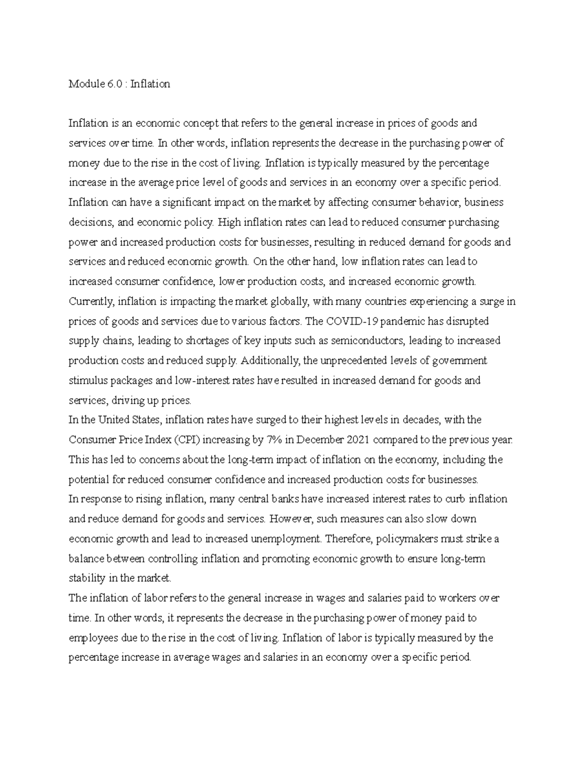 Module 6- Inlfation - Lecture notes - Module 6 : Inflation Inflation is ...