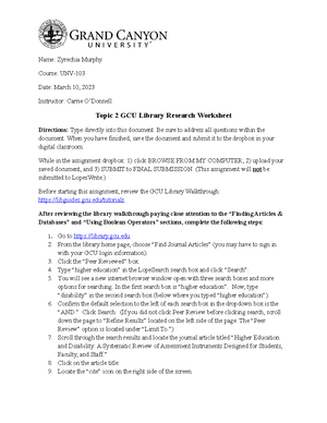 UNV 103 RS T1 Resources Worksheet Online - Name: Course: Date: Instructor: Topic 1 Assignment ...