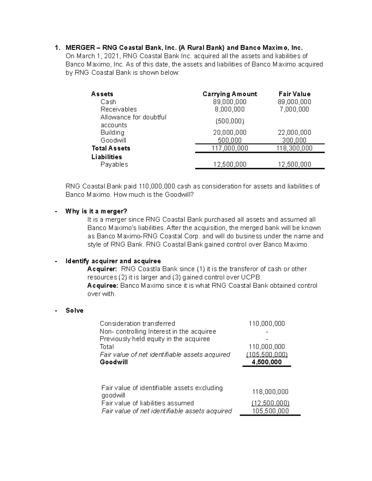 Business Combination- Merger and Consolidation - 1. MERGER – RNG ...