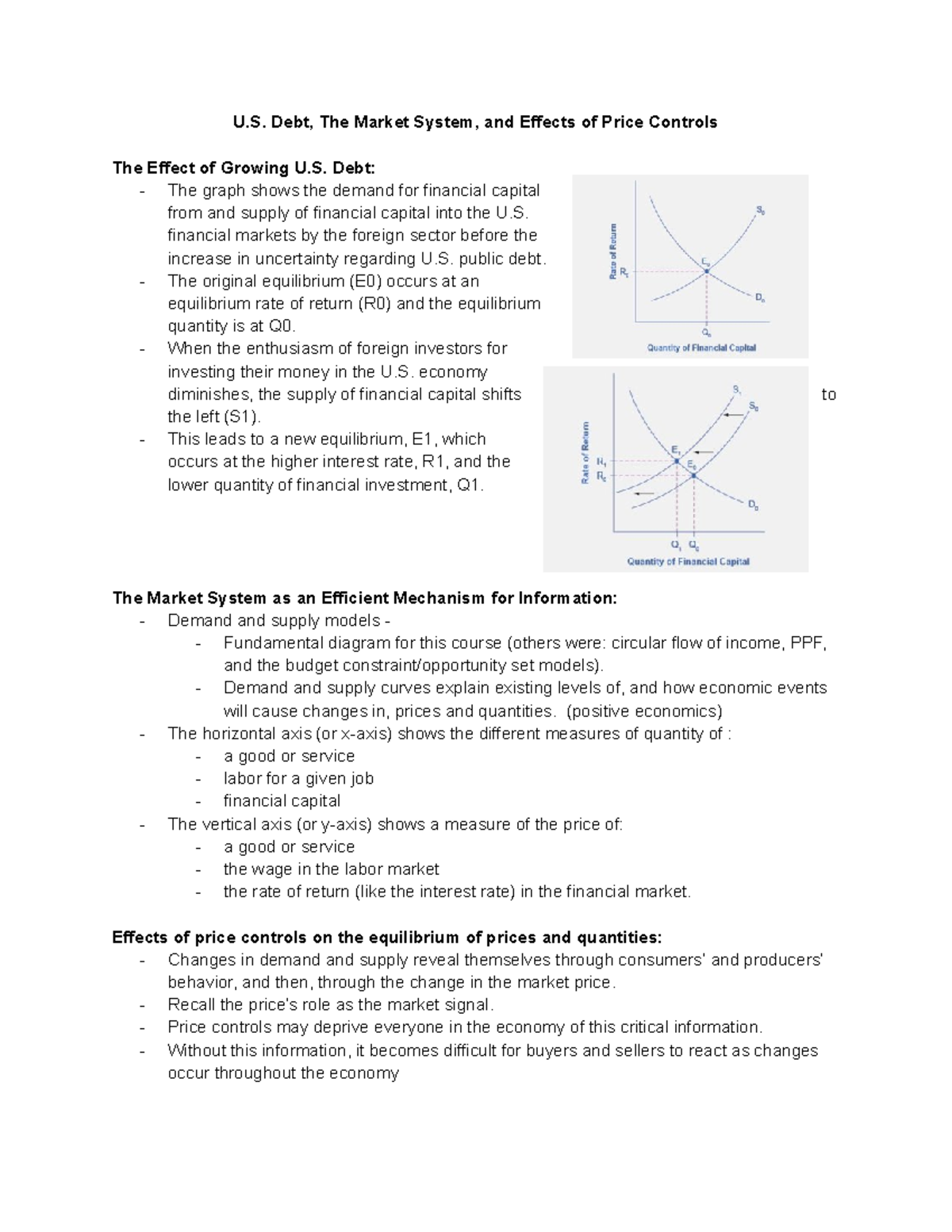 U.S. Debt, The Market System, and Effects of Price Controls - U. Debt ...