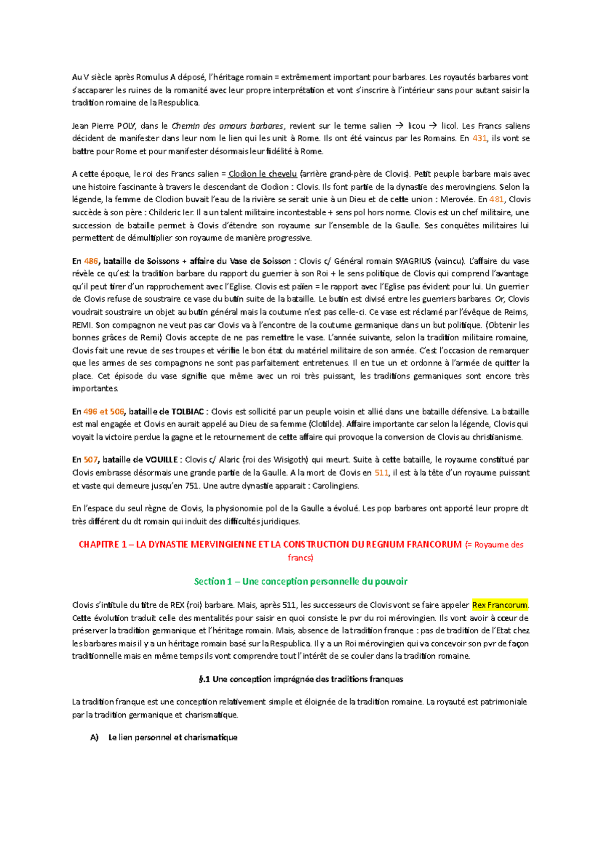 Ch 1 - Dynastie mervingienne et construction du regnum francorum - Au V ...