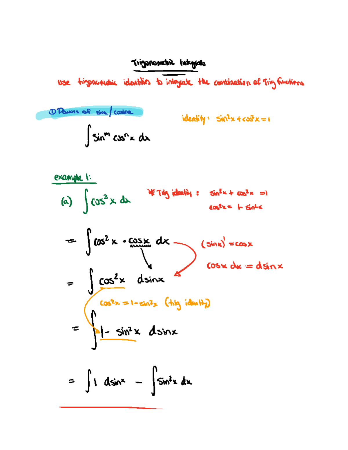 Trigonometric Integrals (7 - TrigonometrR Integrals use trigonometric ...