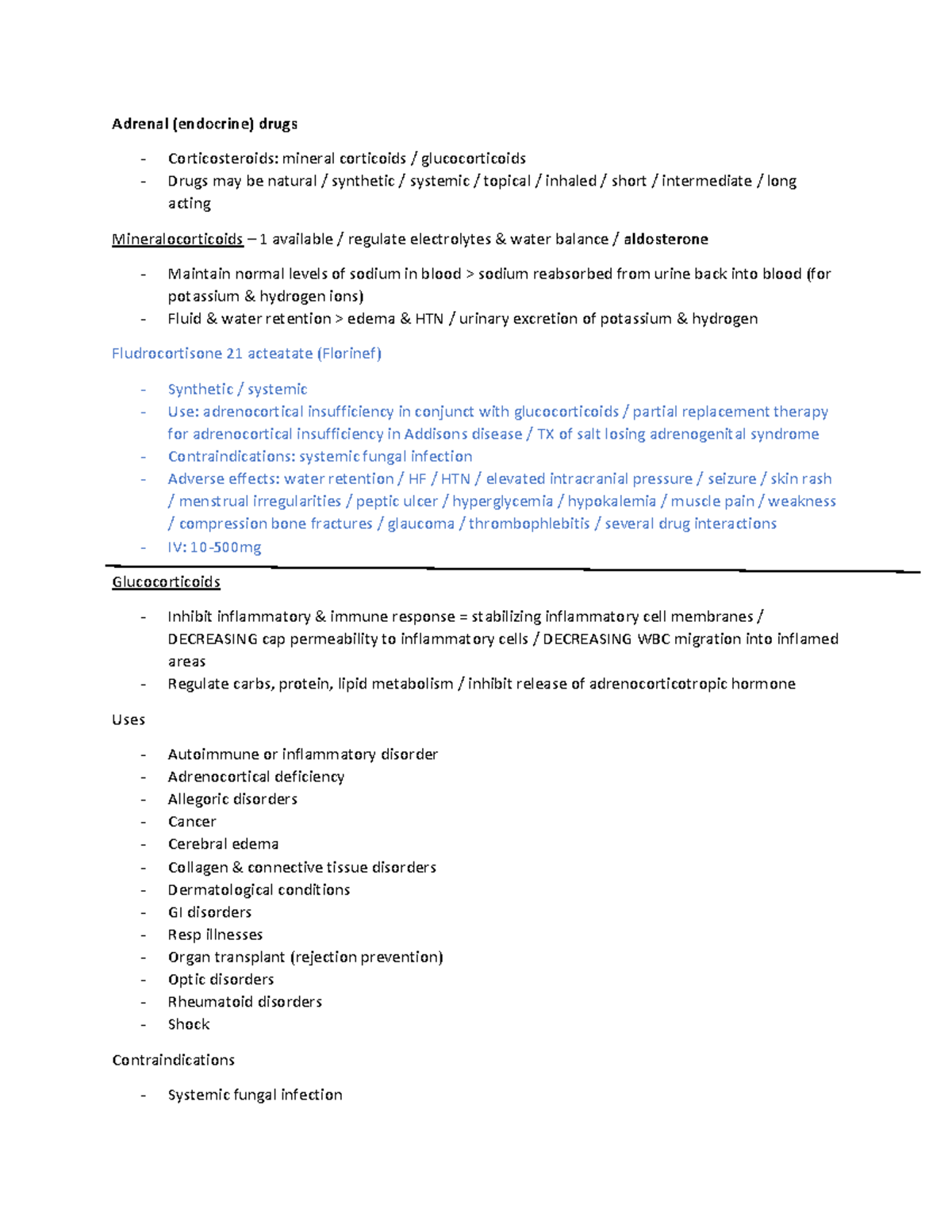 Adrenal Notes - week 2 - Adrenal (endocrine) drugs Corticosteroids ...