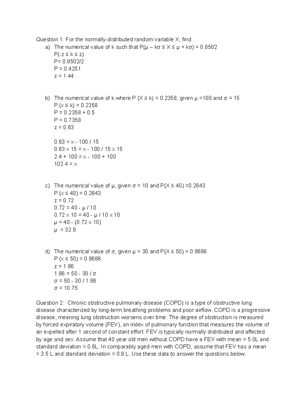 Tutorial Assignment 3 - Statistics Winter 2021 - Question 1: For the ...