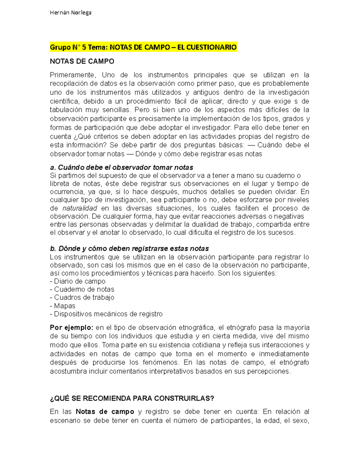 New organizacion investigacion trabajo de mirna - Grupo N° 5 Tema ...