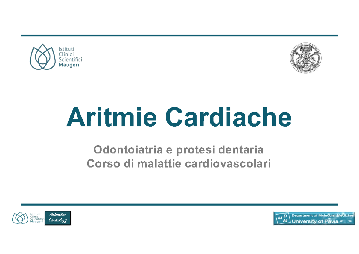 Lezione aritmie cardiache - Molecular Aritmie Cardiache Odontoiatria e ...