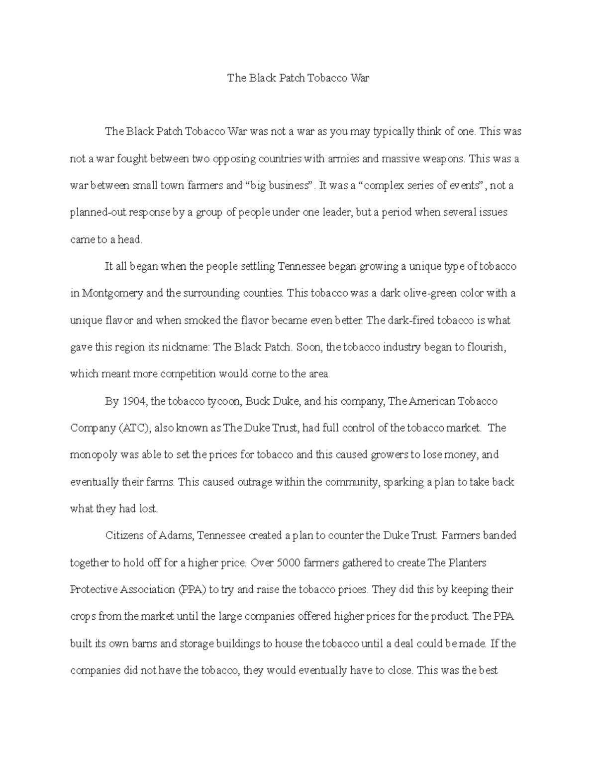 The Black Patch Tobacco War - This was not a war fought between two ...