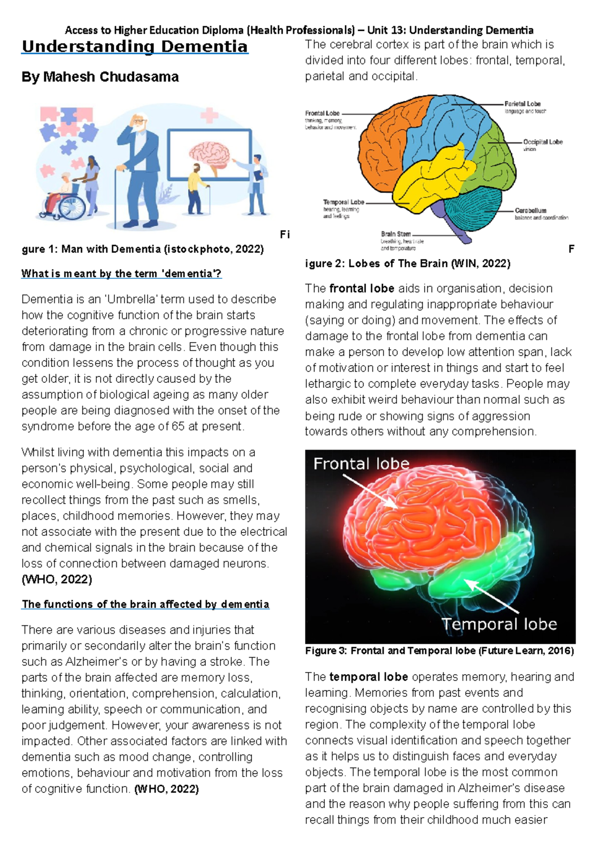 Unit 13 - Understanding Dementia - Understanding Dementia By Mahesh ...