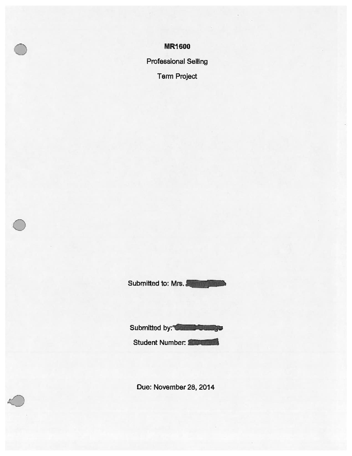 Sample Term Project - Major Paper - MR1600 - Studocu