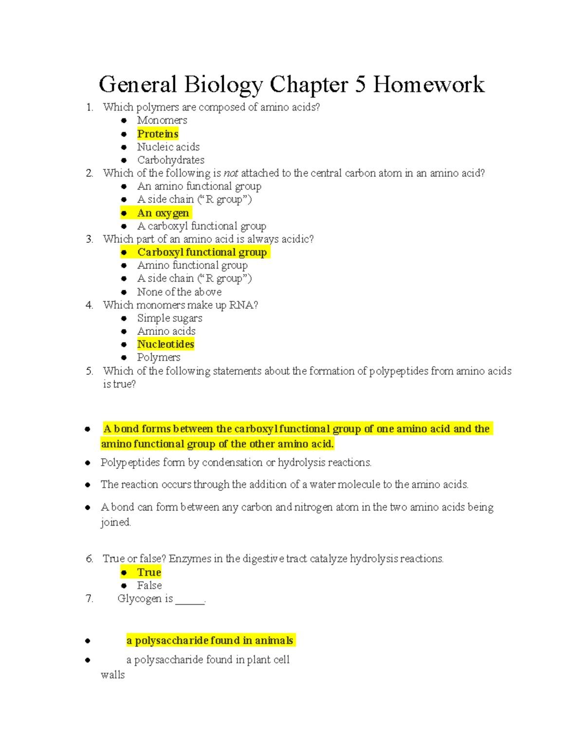 General Biology Chapter 5 Homework - General Biology Chapter 5 Homework ...
