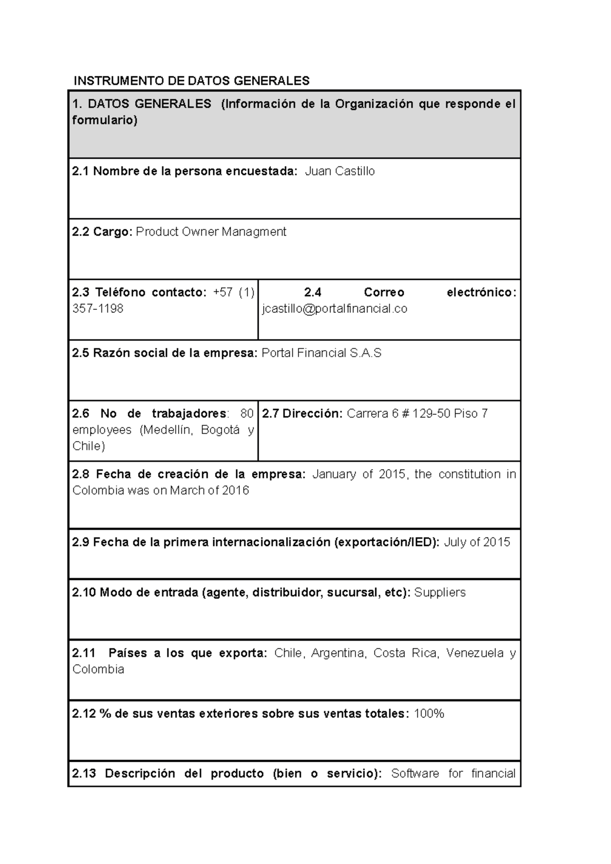 Summary Survey Strategies - INSTRUMENTO DE DATOS GENERALES 1. DATOS ...