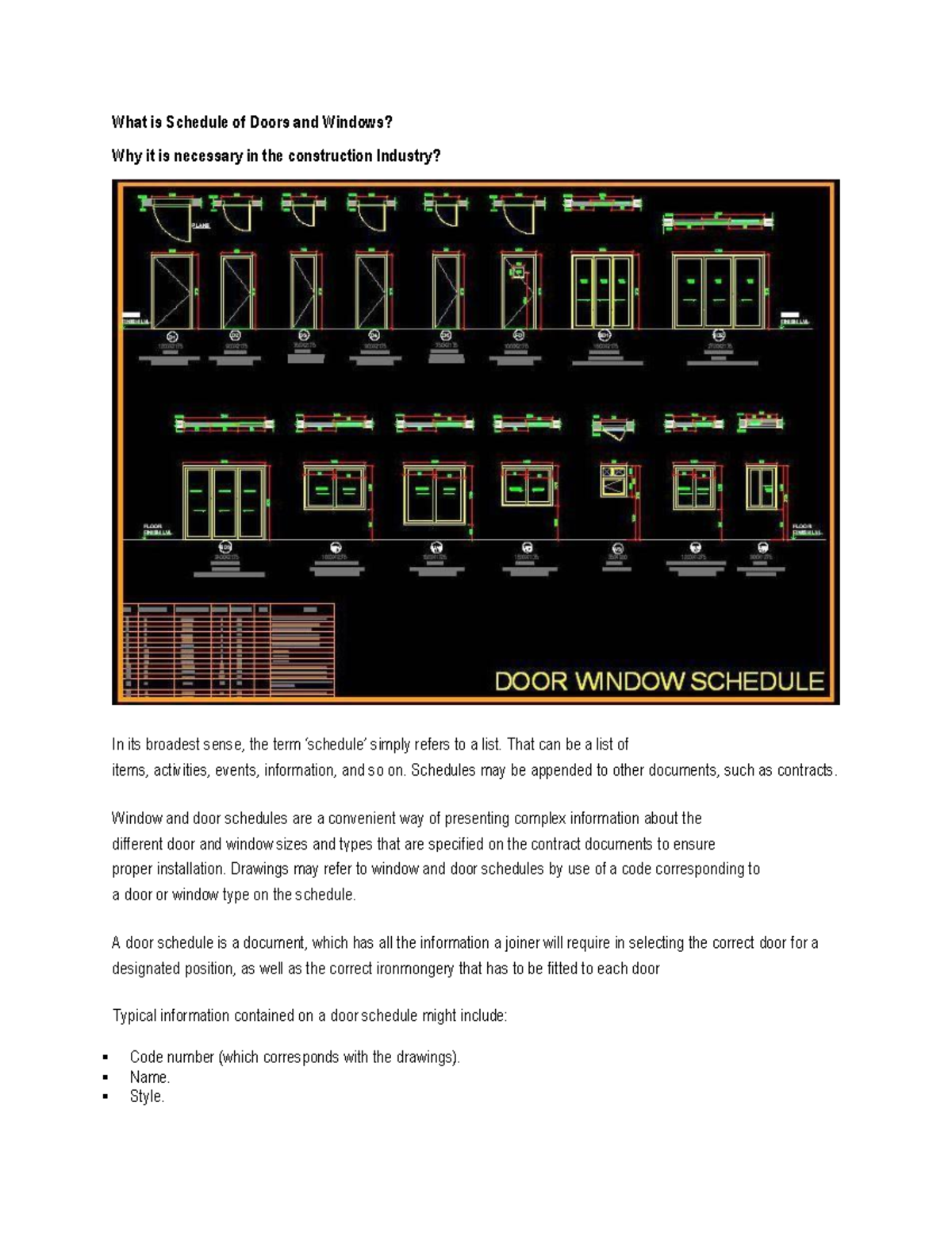Assignment Schedule of Doors and Windows - Computer Programming - TIP - Studocu