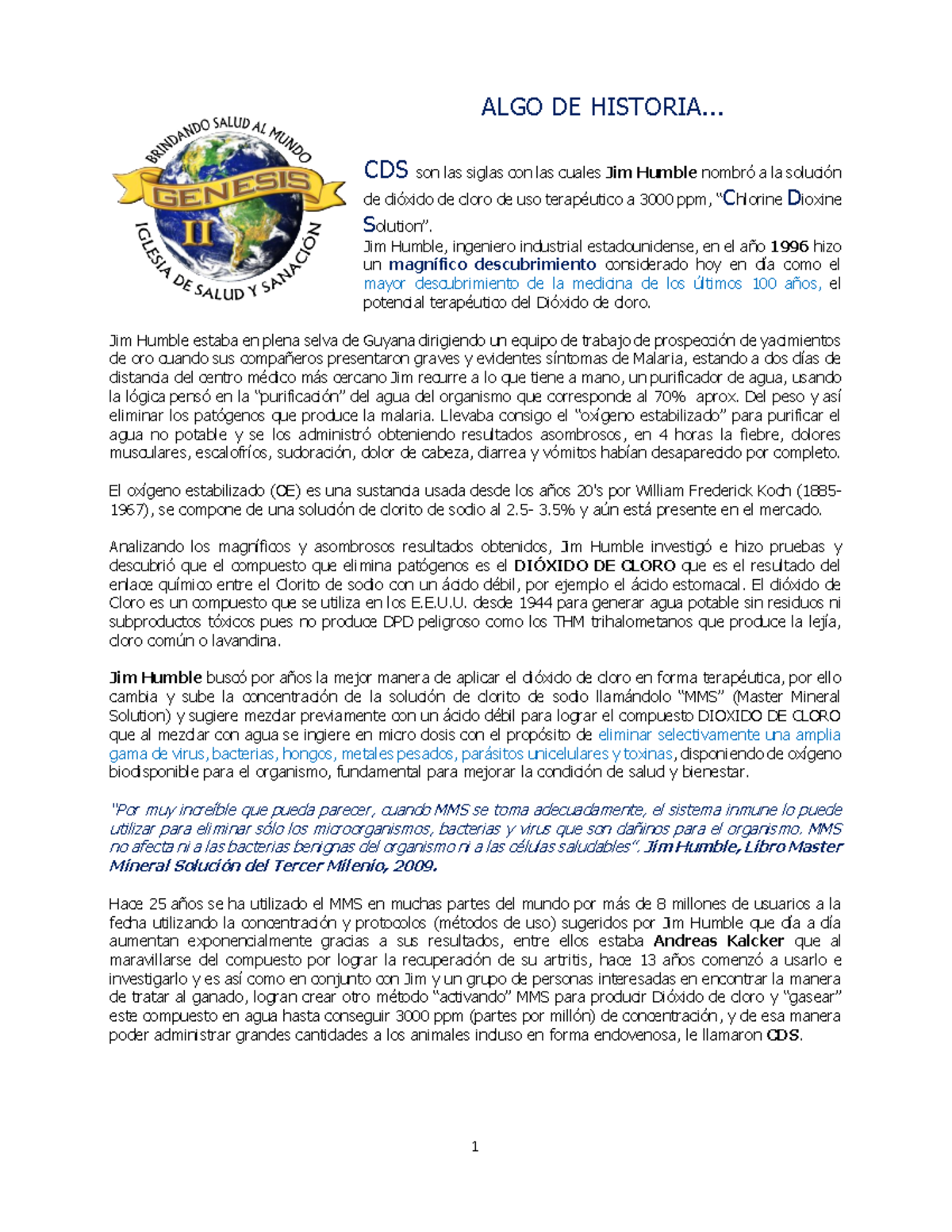 Protocolo C de CDS Dióxido de Cloro 2021 - ALGO DE HISTORIA... CDS son las siglas con las cuales ...