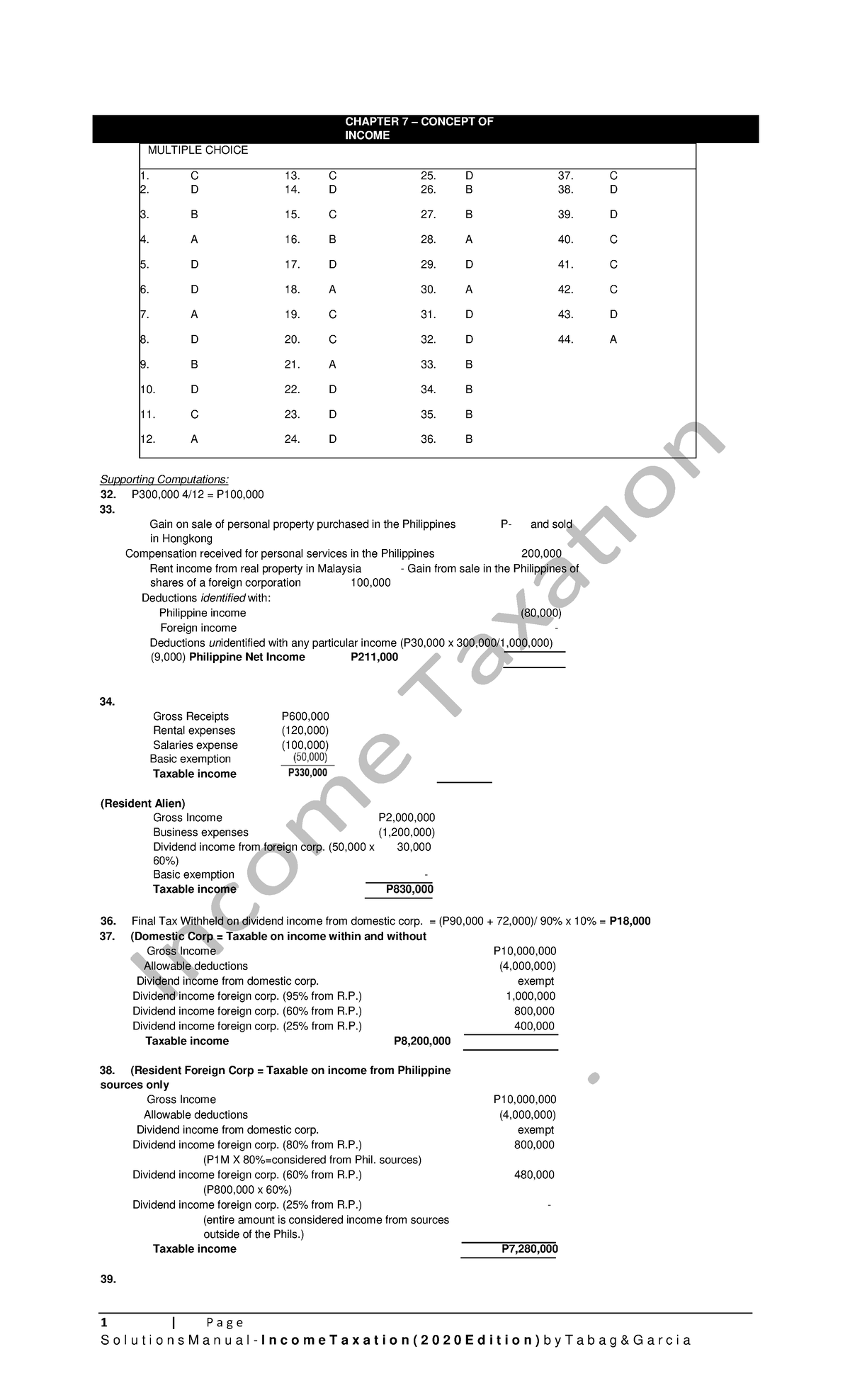 TAX Chapters 7 8 Solman Tabag 1 P A G E CHAPTER 7 CONCEPT OF