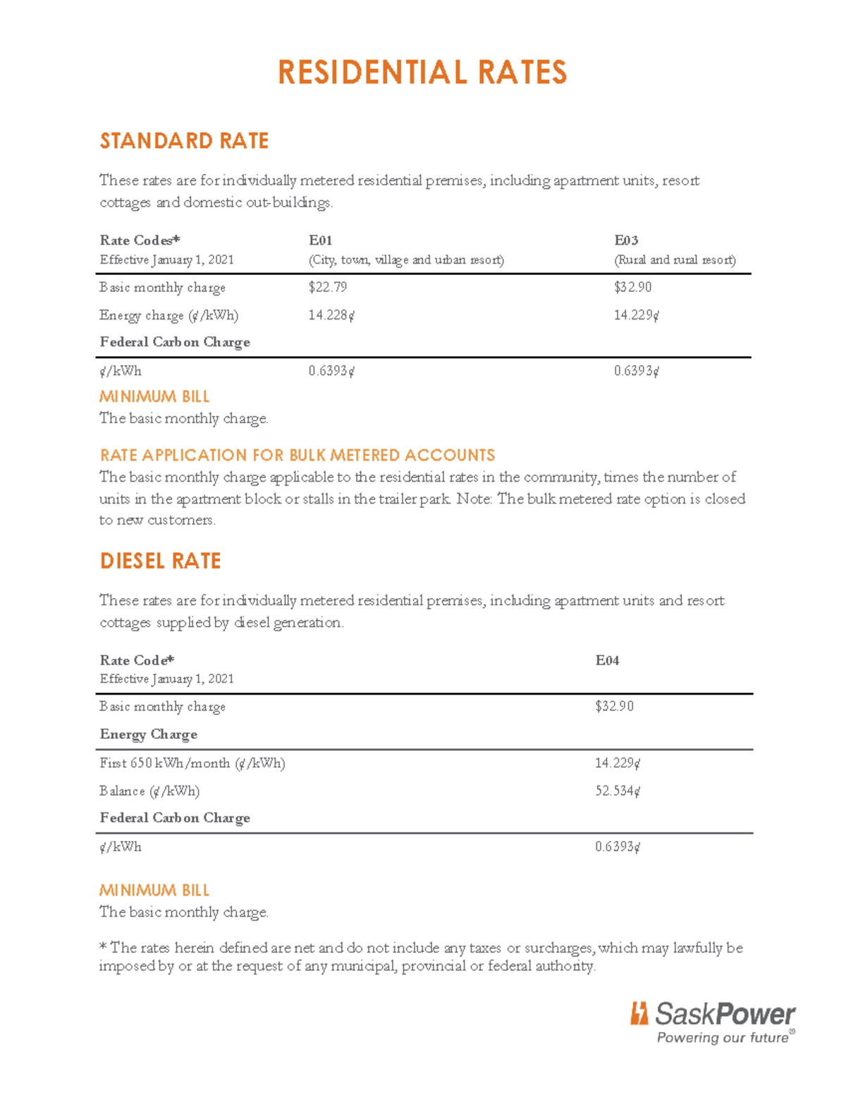 Report-Rates-Residential - RESIDENTIAL RATES STANDARD RATE These rates ...