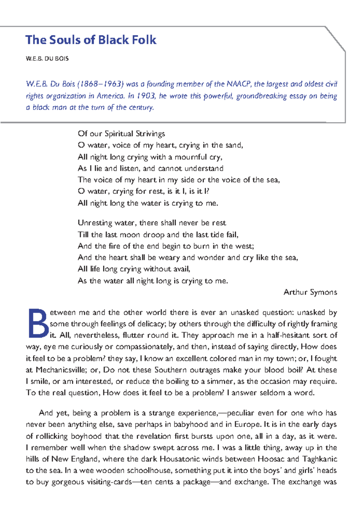 The Souls of Black Folk - Guided reading for 2nd mid term - The Souls ...