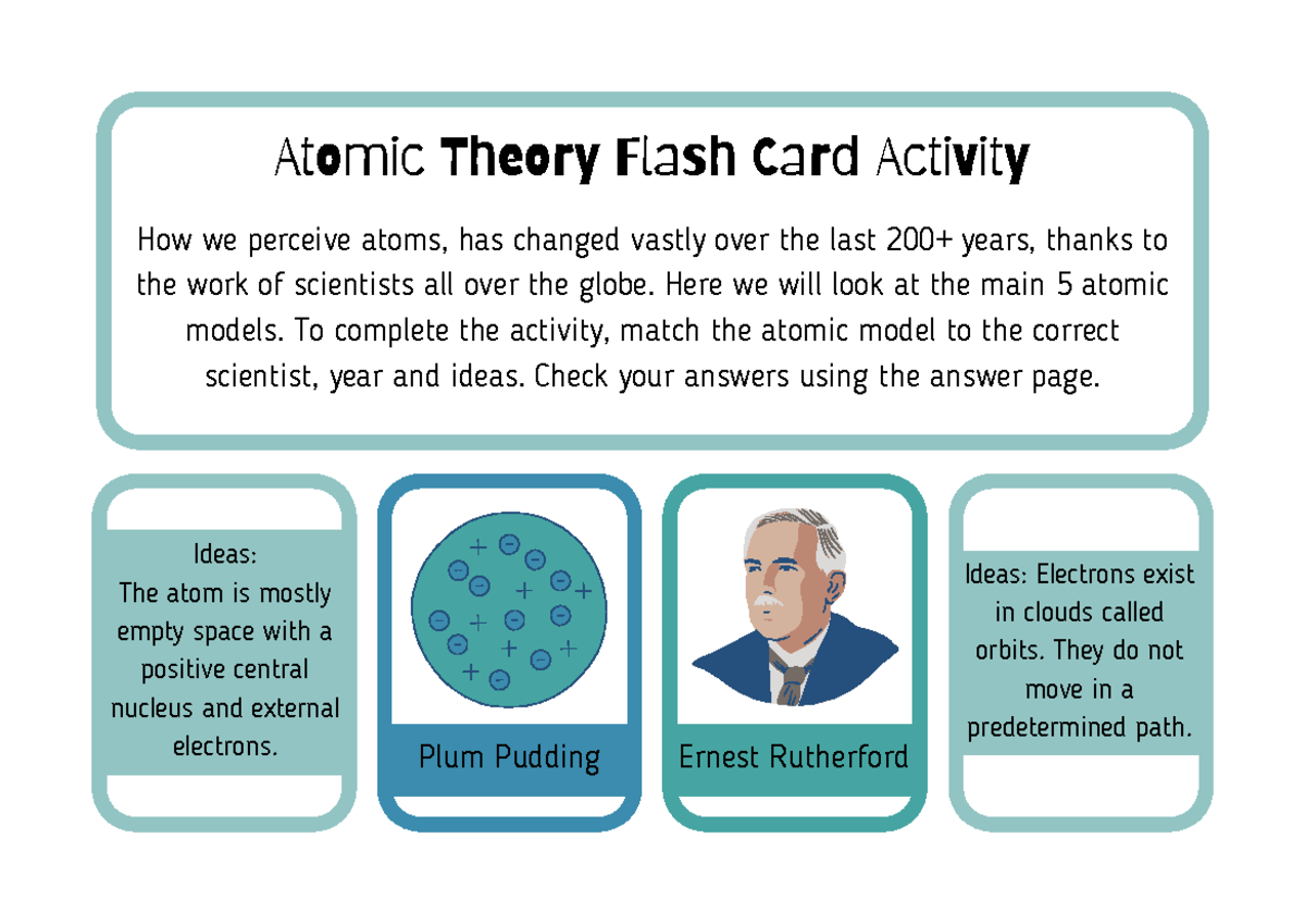 Atomic Theory Models Chemistry Flashcards in a Blue Illustrative Style ...