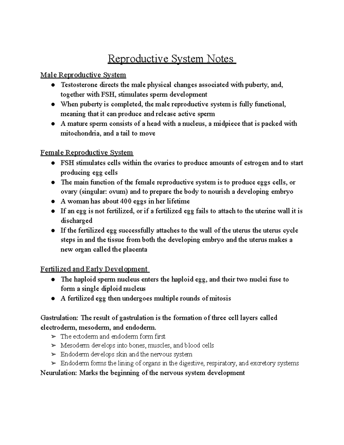 Reproductive System Notes The Ectoderm And Endoderm Form First